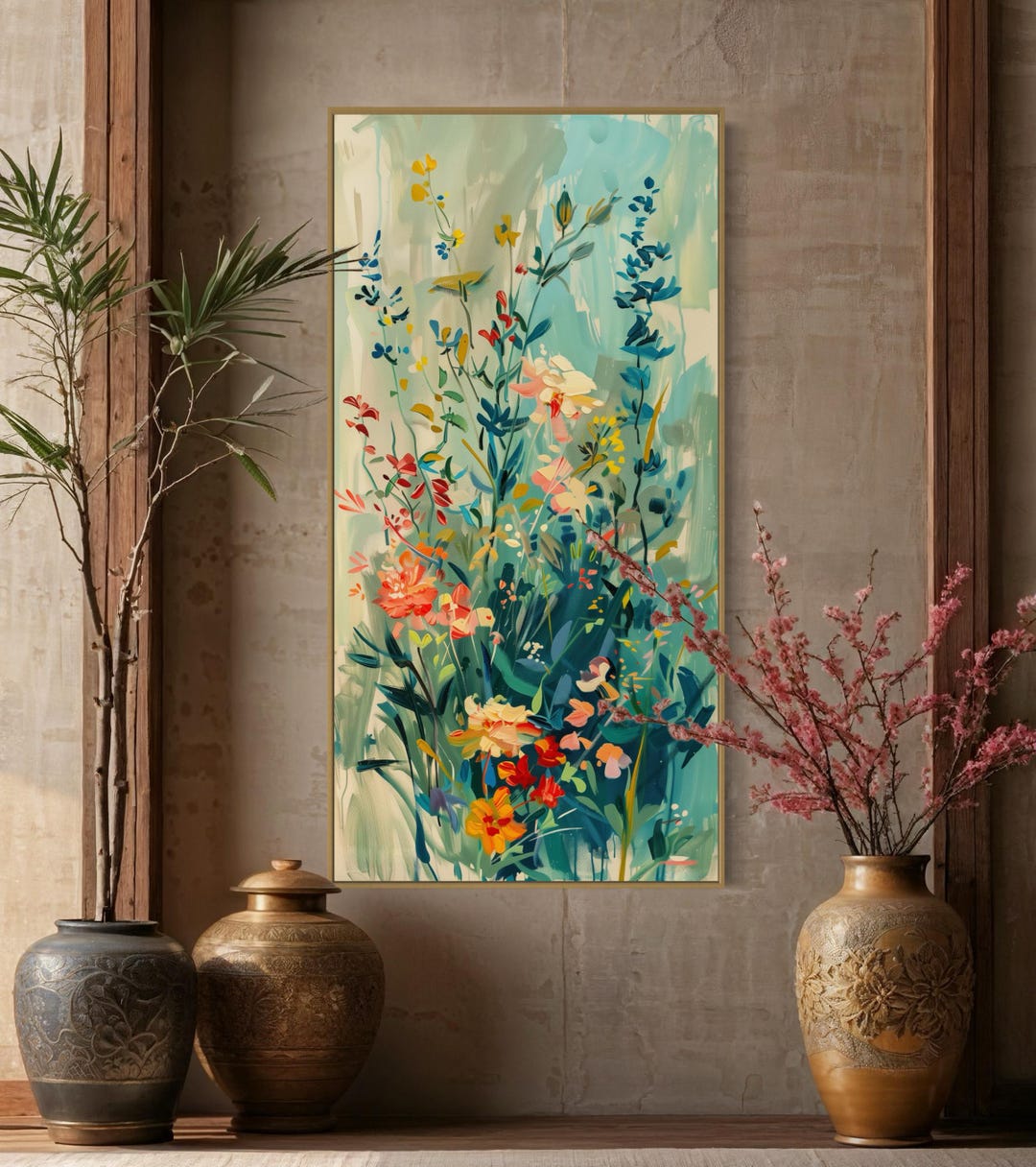 Abstract Floral Garden Canvas – Vibrant Wildflower Print, Modern ...