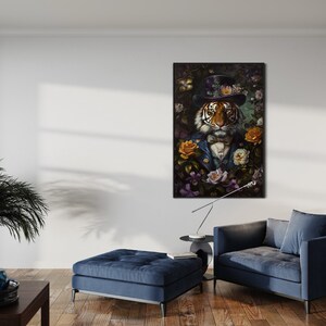 Victorian Tiger - Tiger Poster Whimsical Animal Art Print With Dark ...