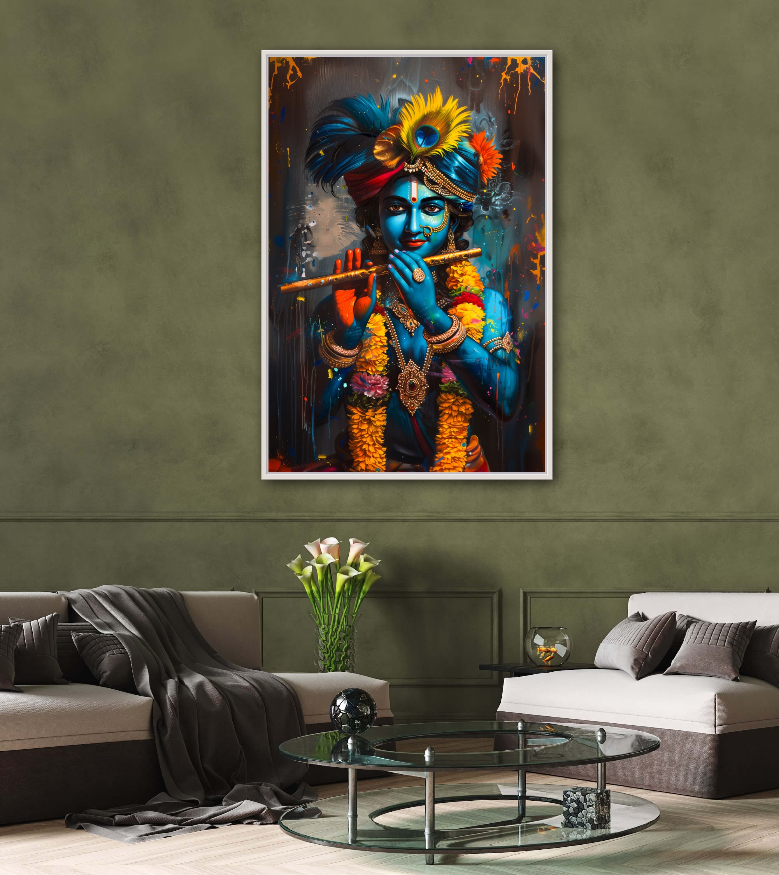 Serene Krishna: Spiritual Yoga Artwork Print, Meditative Hindu God ...