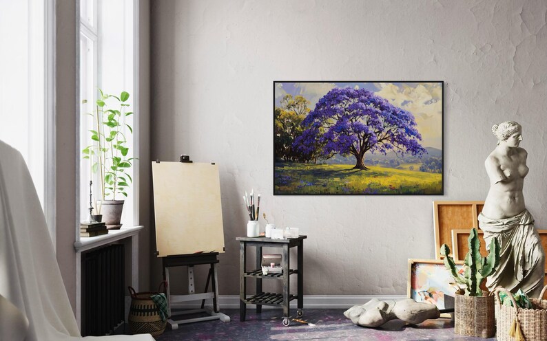 Jacaranda Tree Art Print – Purple Bloom Landscape Wall Decor, Vibrant ...