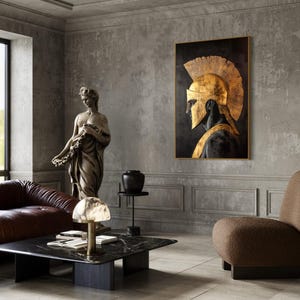 Dramatic Spartan Warrior Painting Print - Mythical Greek History Poster ...