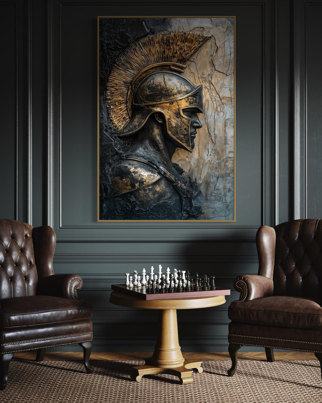 Spartan Warrior Wall Art - Bold Greek Mythology Canvas Print With Gold ...