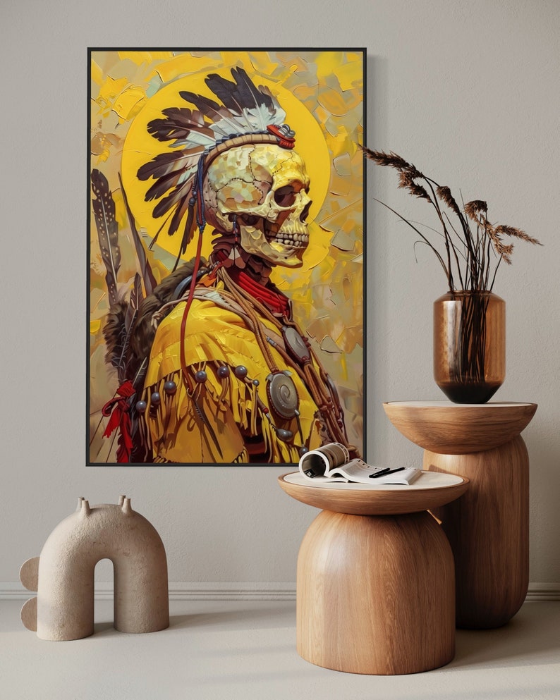 Aztec God of Death Wall Art Mictlantecuhtli Skull Poster for Home Decor ...