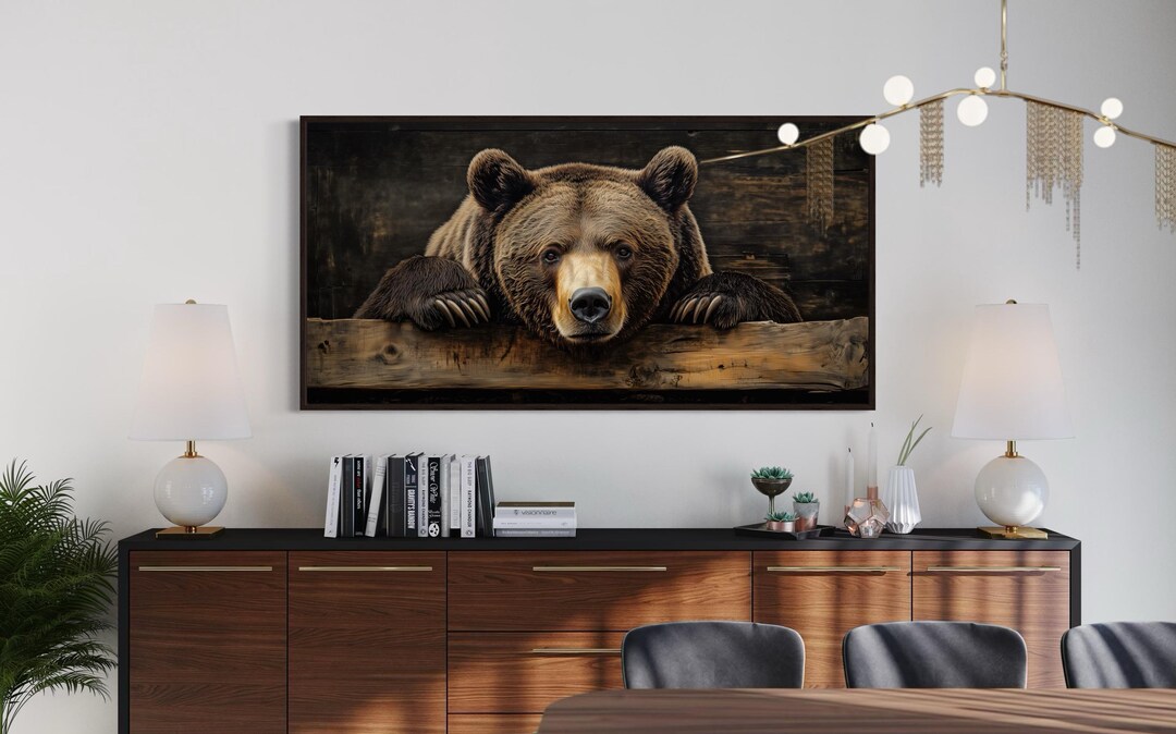 Grizzly Bear Rustic Wall Art – Wilderness Elegance for Above Bed or ...
