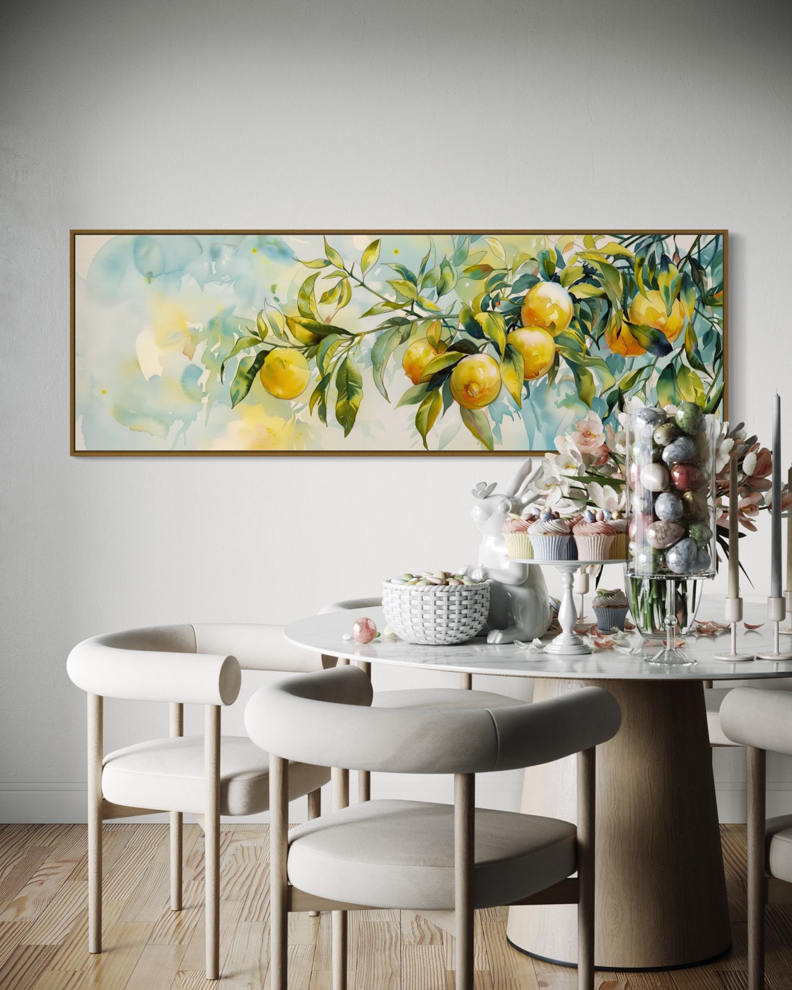 Colorful Lemon Branch Panoramic Wall Art - Long Narrow Wall Art Print ...