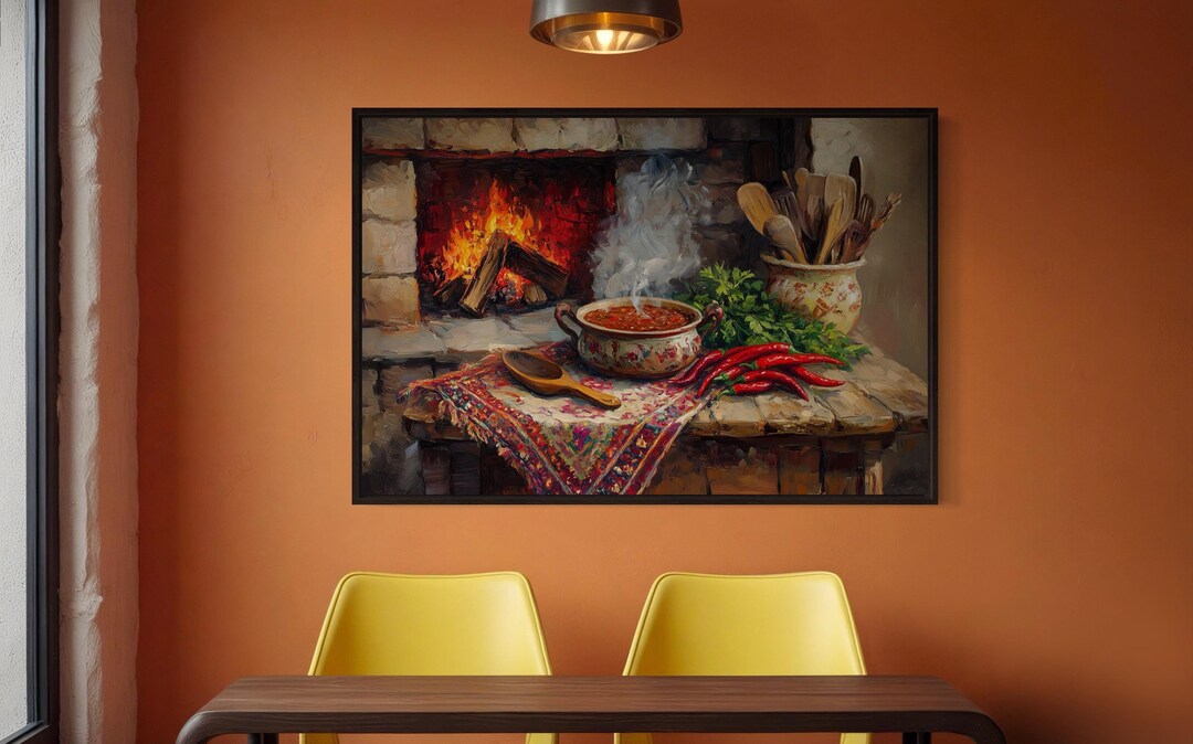 Rustic Kitchen Canvas – Cozy Farmhouse Cooking Art, Macedonian Kitchen ...