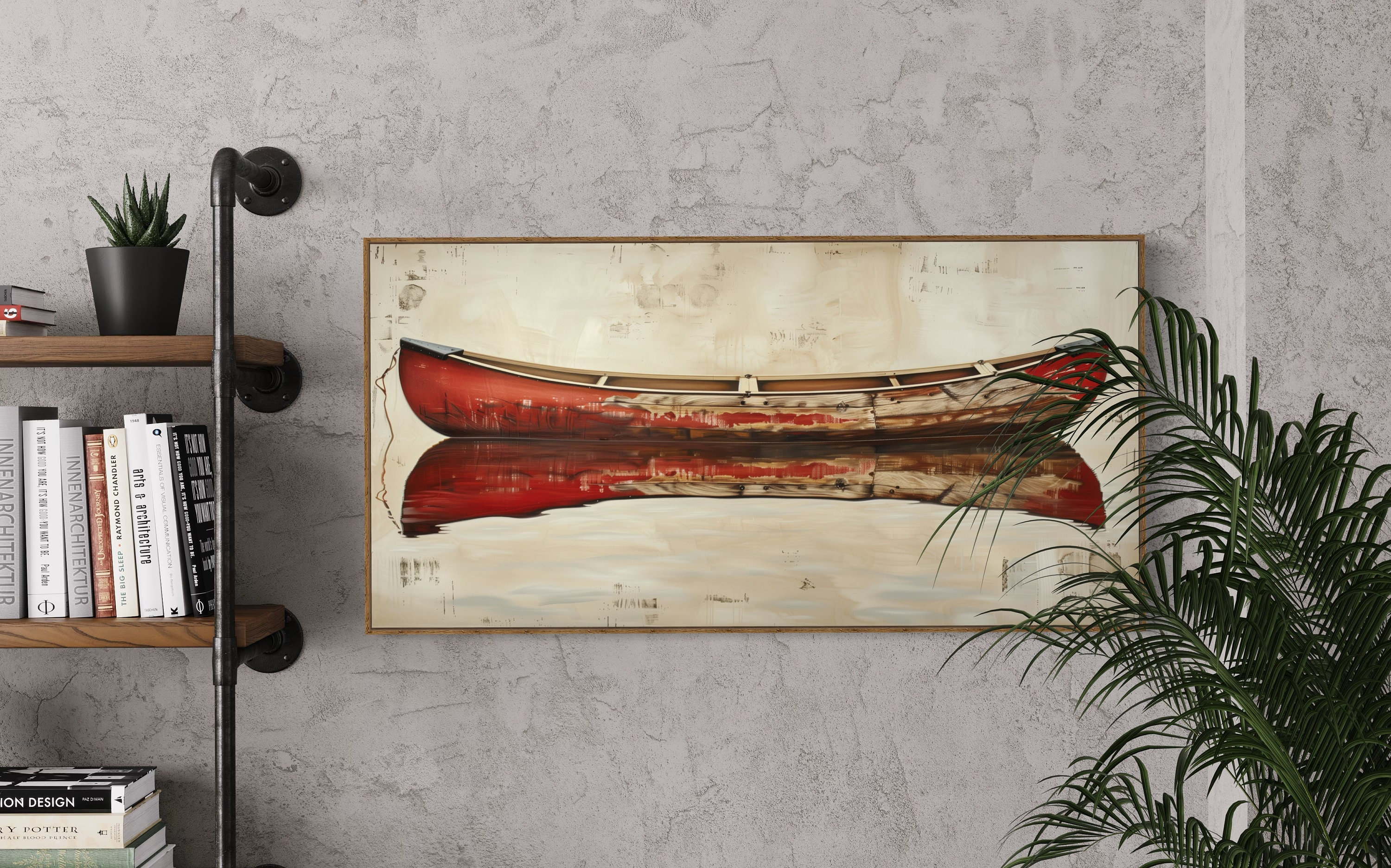 Vintage Canoe Art - Rustic Wall Decor, Relaxing Nautical Print for Lake ...