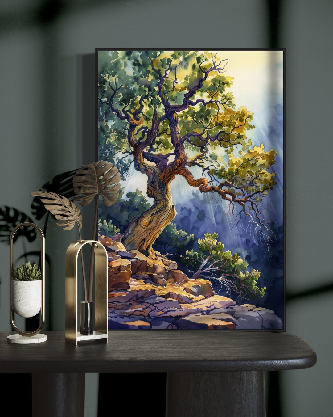Enchanted Forest Tree of Life Art - Whimsical Old Oak Tree Print ...