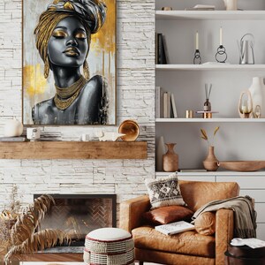 Luxury Black and Gold African Queen Art Print - Afrocentric Decor for ...