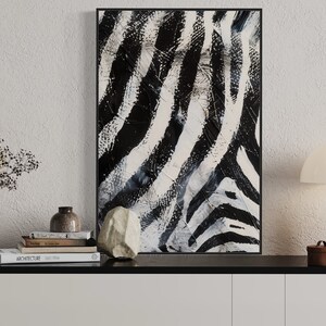 Striped Harmony: Chic Zebra Print Wall Art - Simple Abstract Monochrome ...