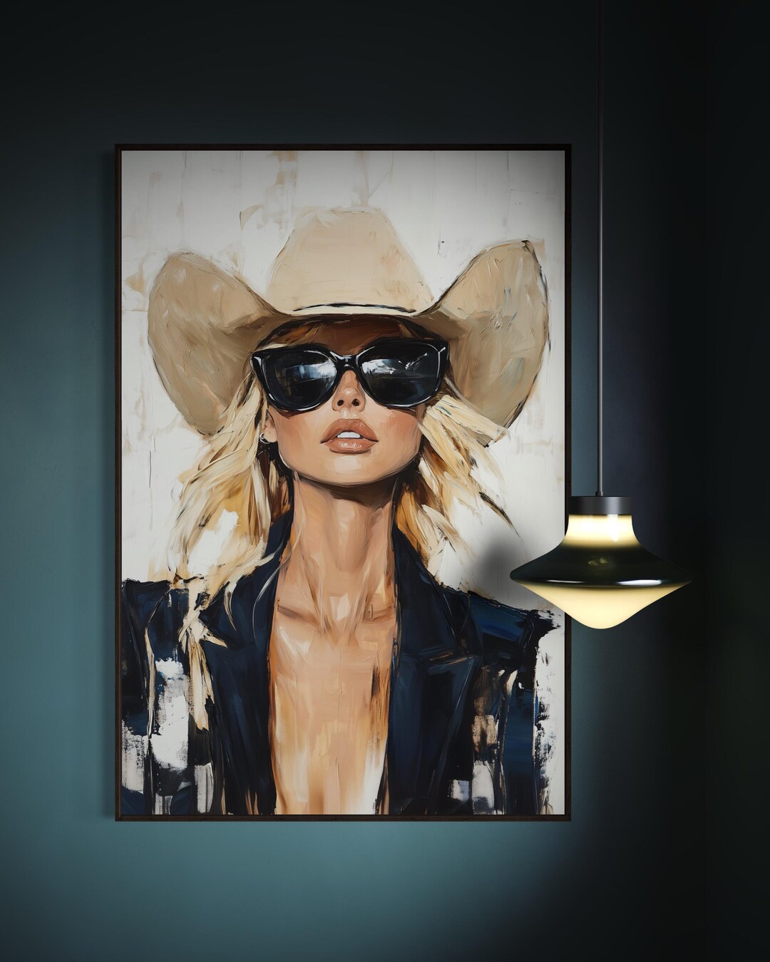 Western Glamour Print – Bold Cowgirl Portrait, Stylish Blonde Woman Art ...