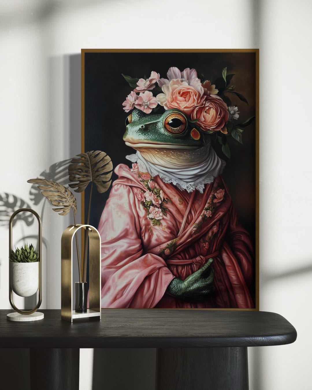 Elegant Frog Portrait - Victorian Animal Print With Floral Details ...