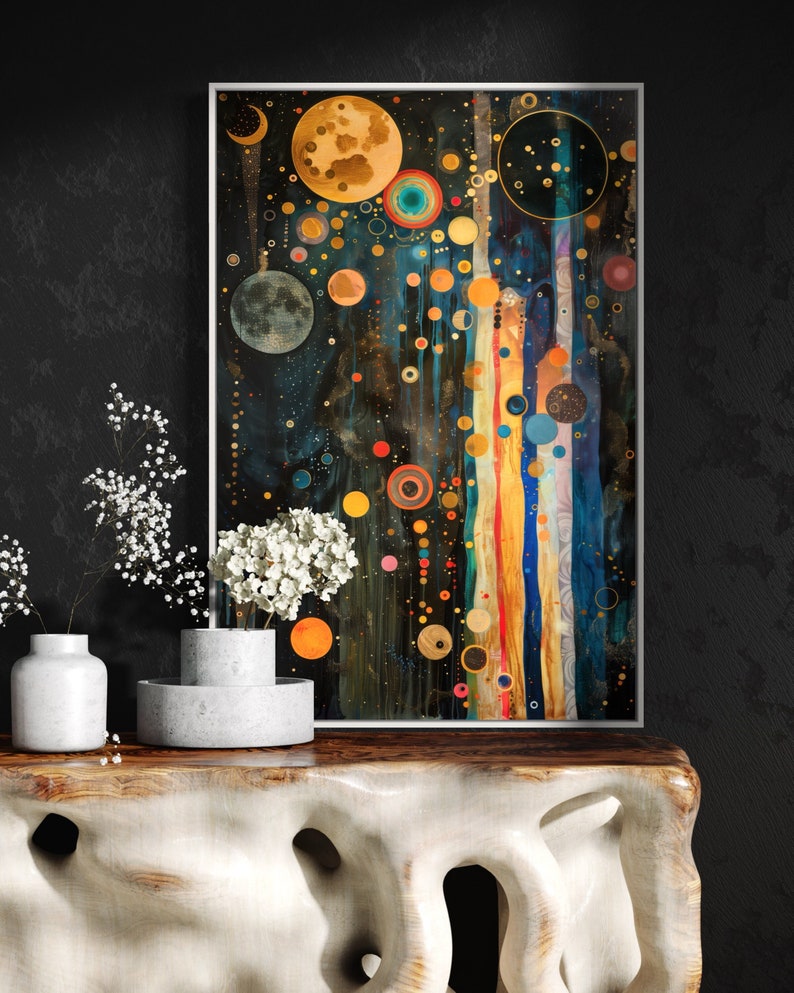 Whimsical Cosmic Art - Tall Vertical Gustav Klimt Inspired Print for ...