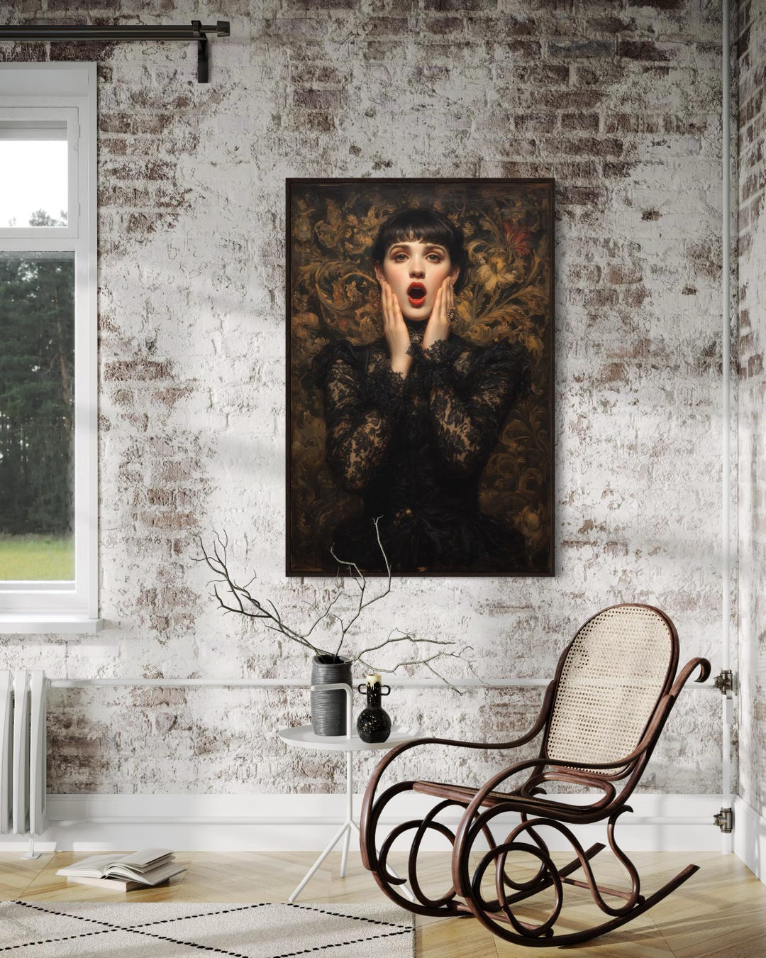 Gothic Woman Portrait Art Print – Dark Romantic Wall Art, Vintage Black ...