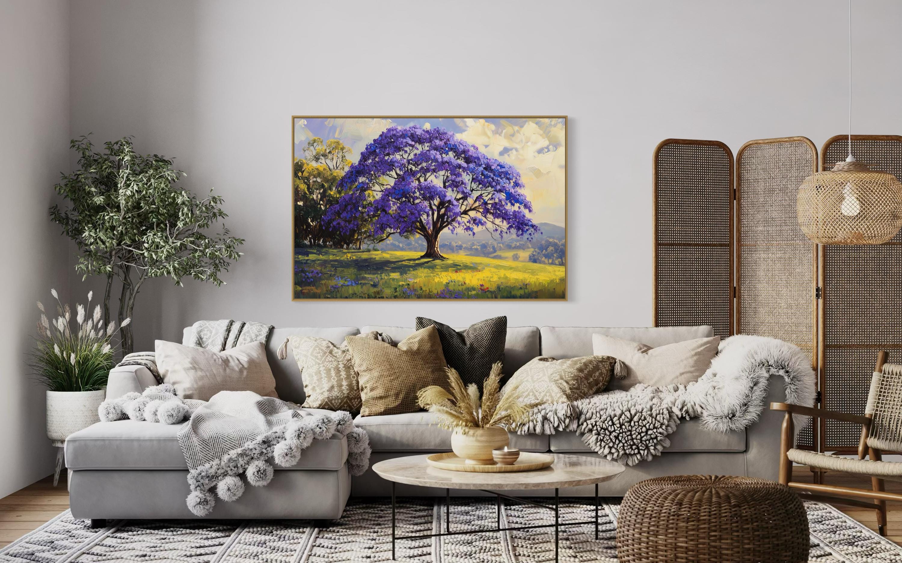Jacaranda Tree Art Print – Purple Bloom Landscape Wall Decor, Vibrant ...