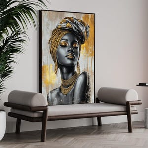 Luxury Black and Gold African Queen Art Print - Afrocentric Decor for ...