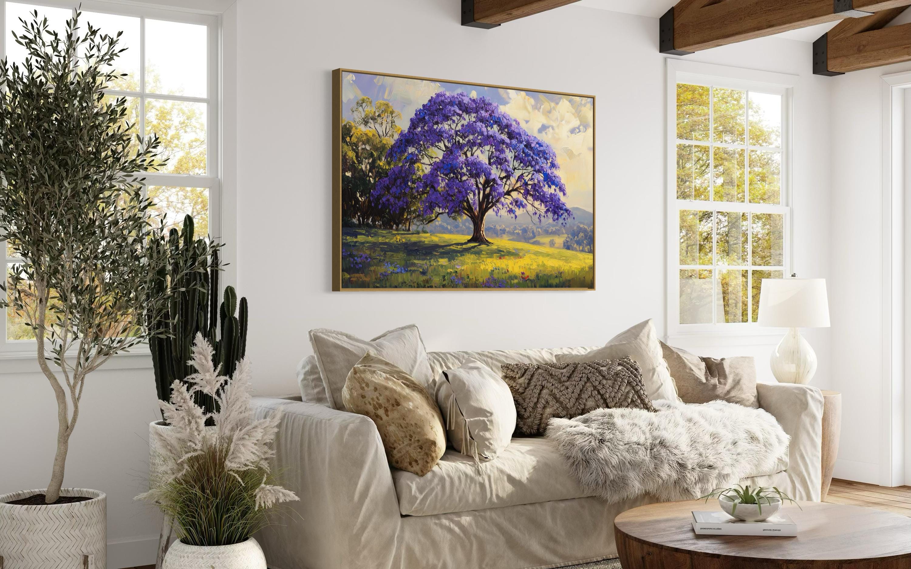 Jacaranda Tree Art Print – Purple Bloom Landscape Wall Decor, Vibrant ...