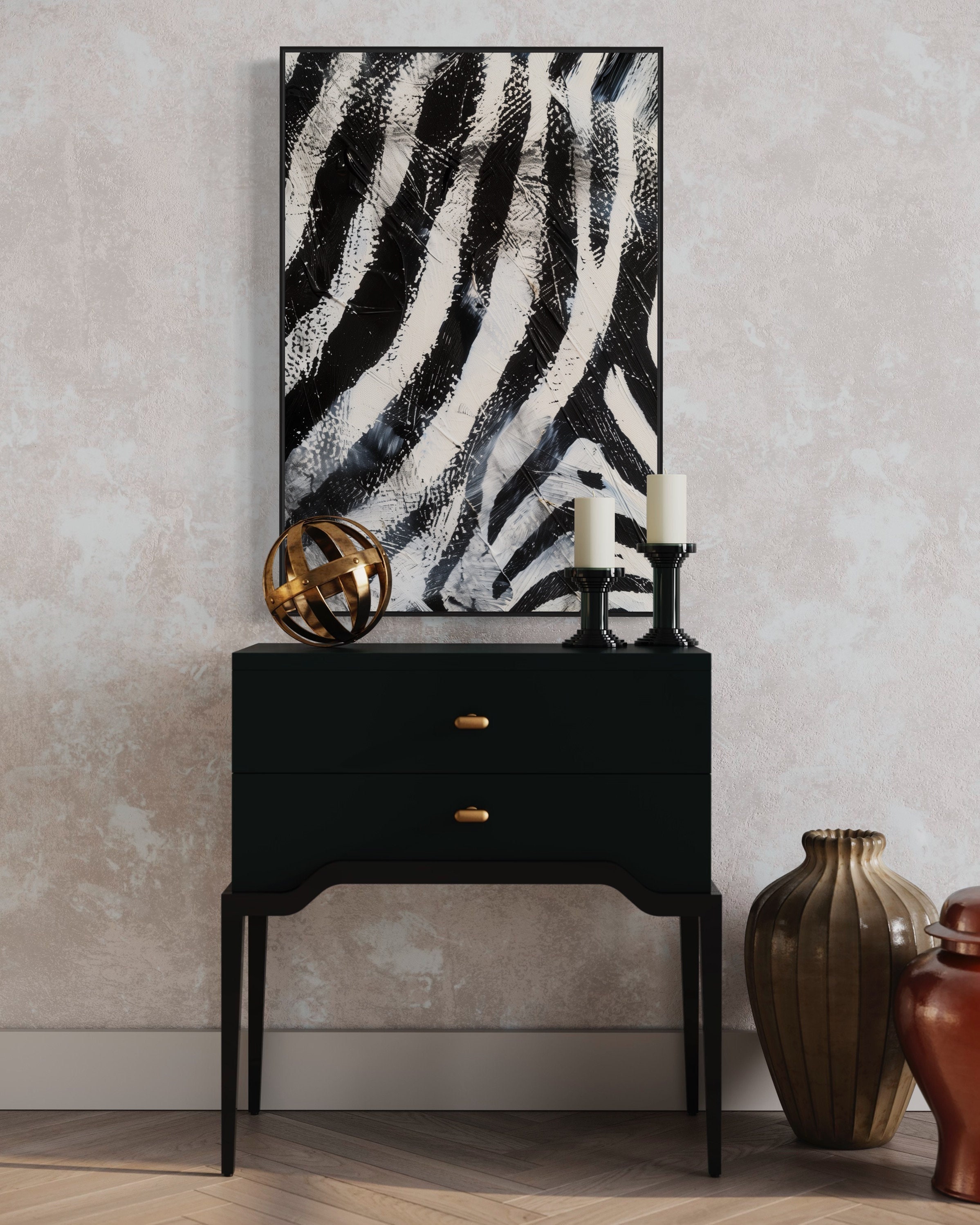 Striped Harmony: Chic Zebra Print Wall Art Simple Abstract Monochrome ...