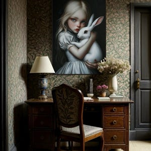 Mystical Girl With Rabbit Art - Alice in Wonderland Style, Fairytale ...