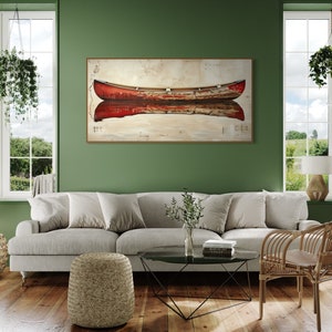 Vintage Canoe Art - Rustic Wall Decor, Relaxing Nautical Print for Lake ...