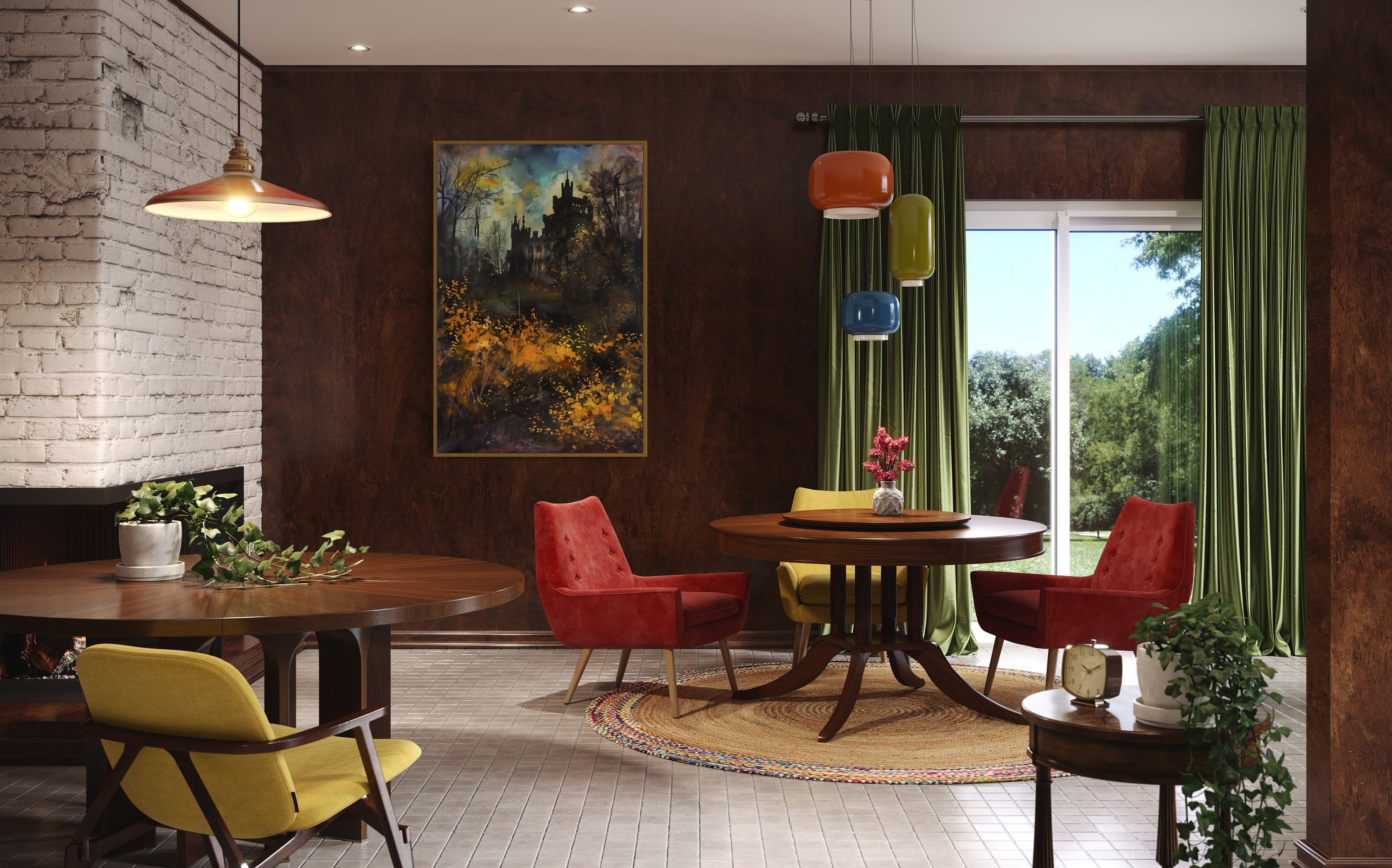 Medieval Castle: Gothic Castle in Twilight Autumn Forest Print Medieval ...