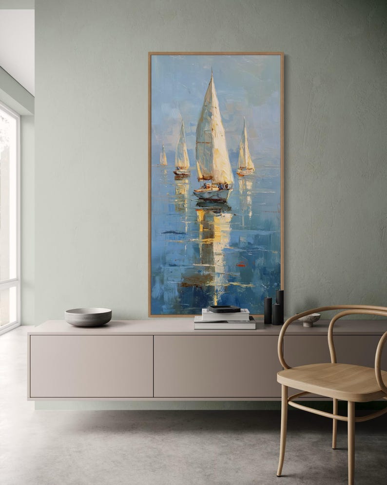 Sailboat Wall Art Print – Coastal Nautical Decor, Ocean Sailing Canvas ...