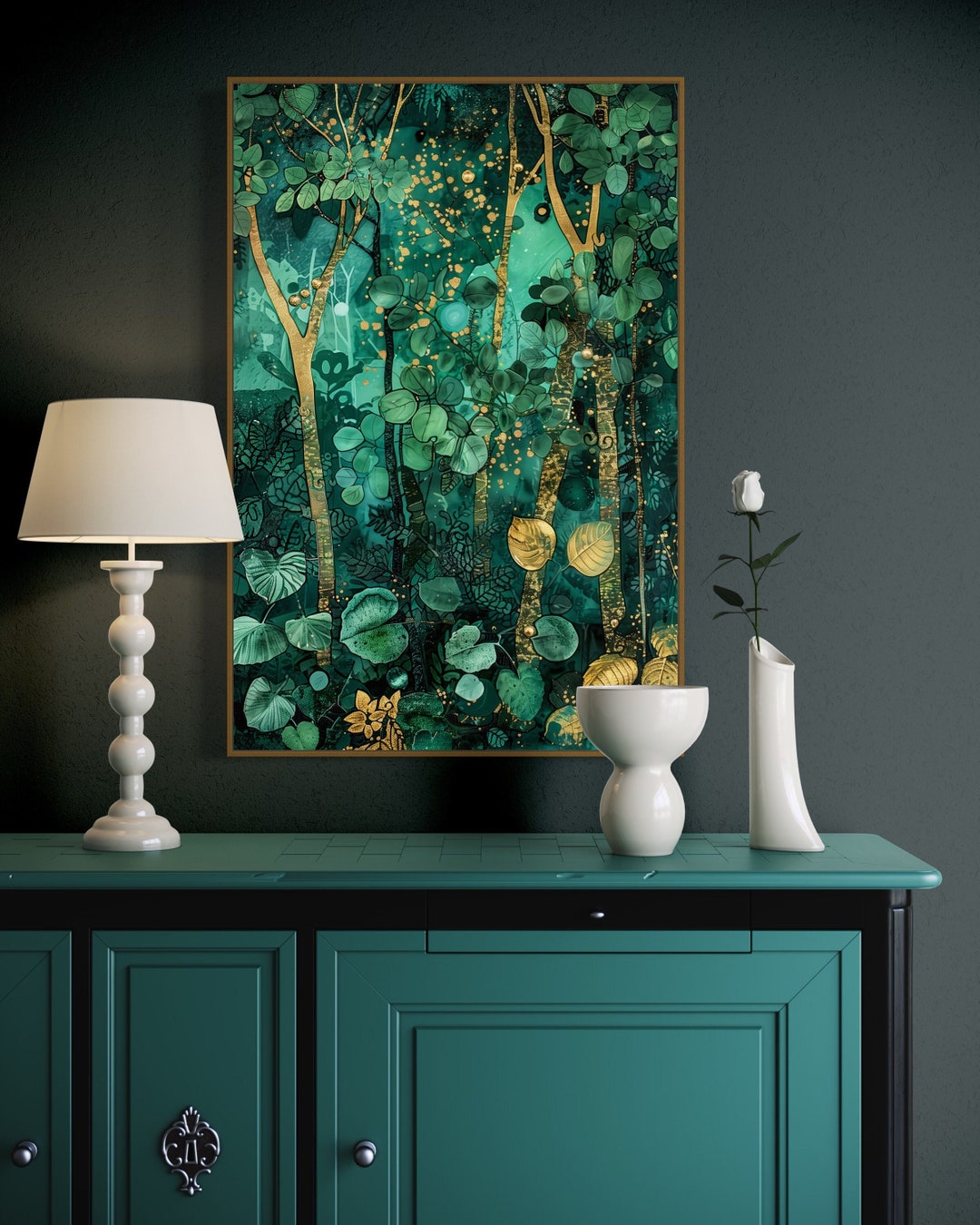 Enchanted Grove: Emerald Enchanted Forest Art Print - Vibrant Magical ...