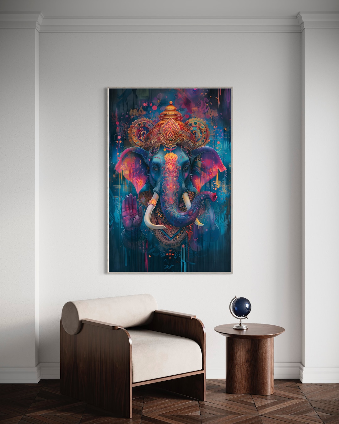 Vibrant Indian Ganesha Wall Art Print Captivating Hindu God Wall Decor ...