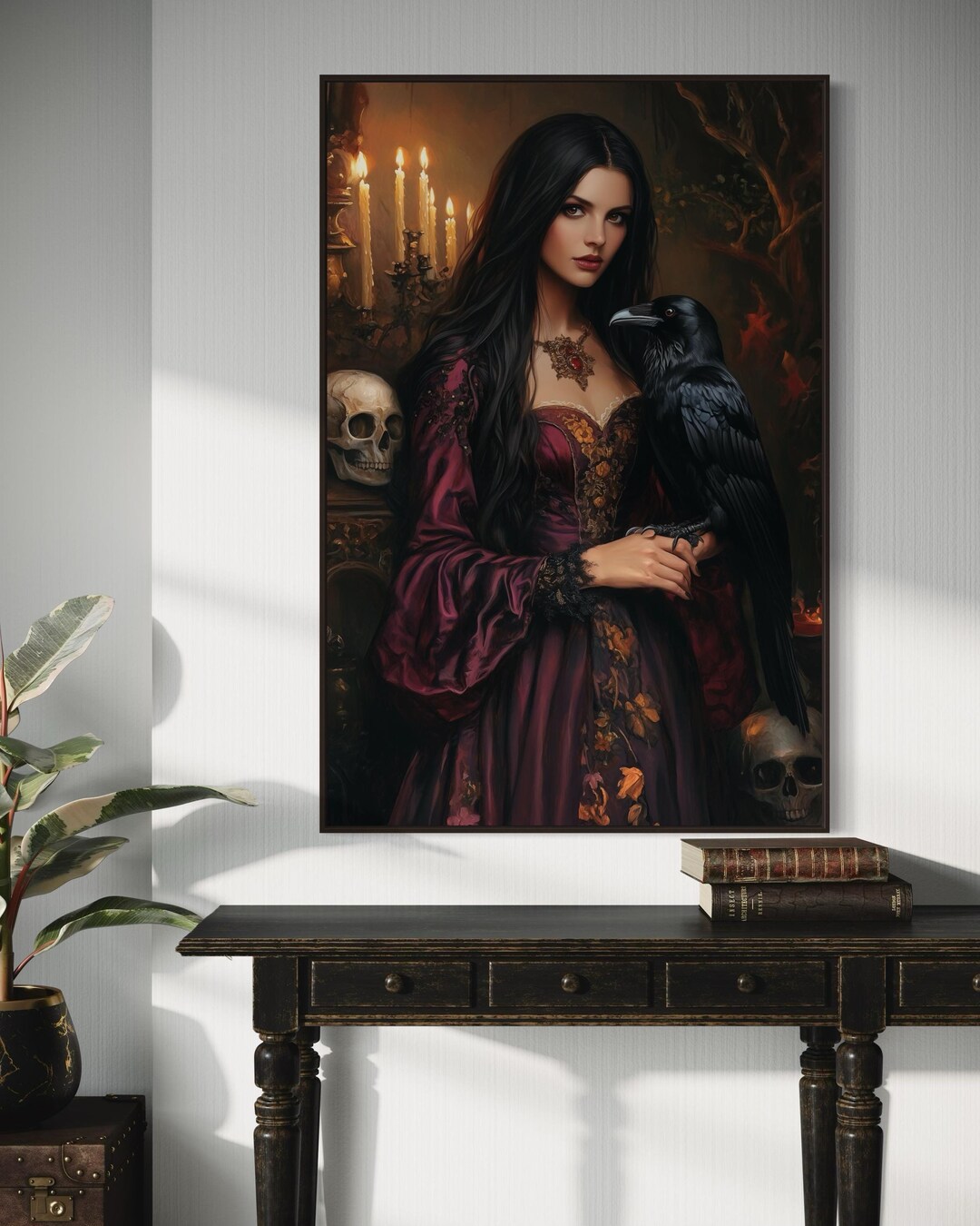 Victorian Raven Wall Art – Gothic Woman Canvas Print With Dark Romantic ...