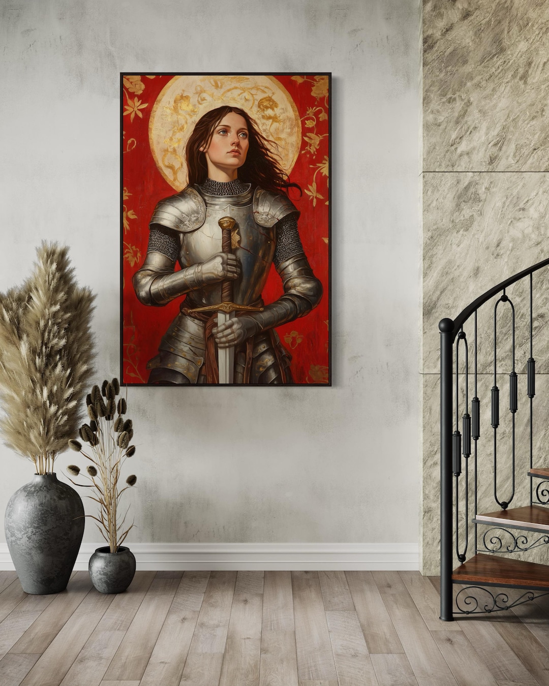 Joan of Arc Feminine Power Art - Heroic Female Knight Illustration in ...