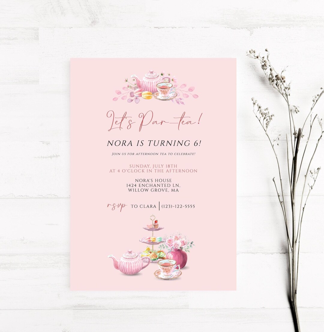 Tea Party Birthday Invitation, Part-tea Birthday Girl Invitation, Girl ...
