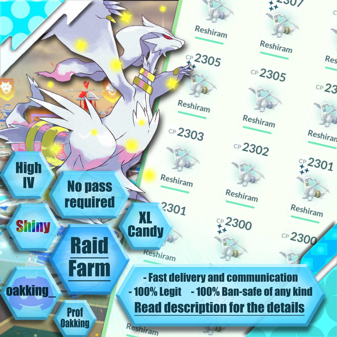 Pokemon Go Raid & Catch Reshiram Shiny XL Candy Passes Included - Etsy