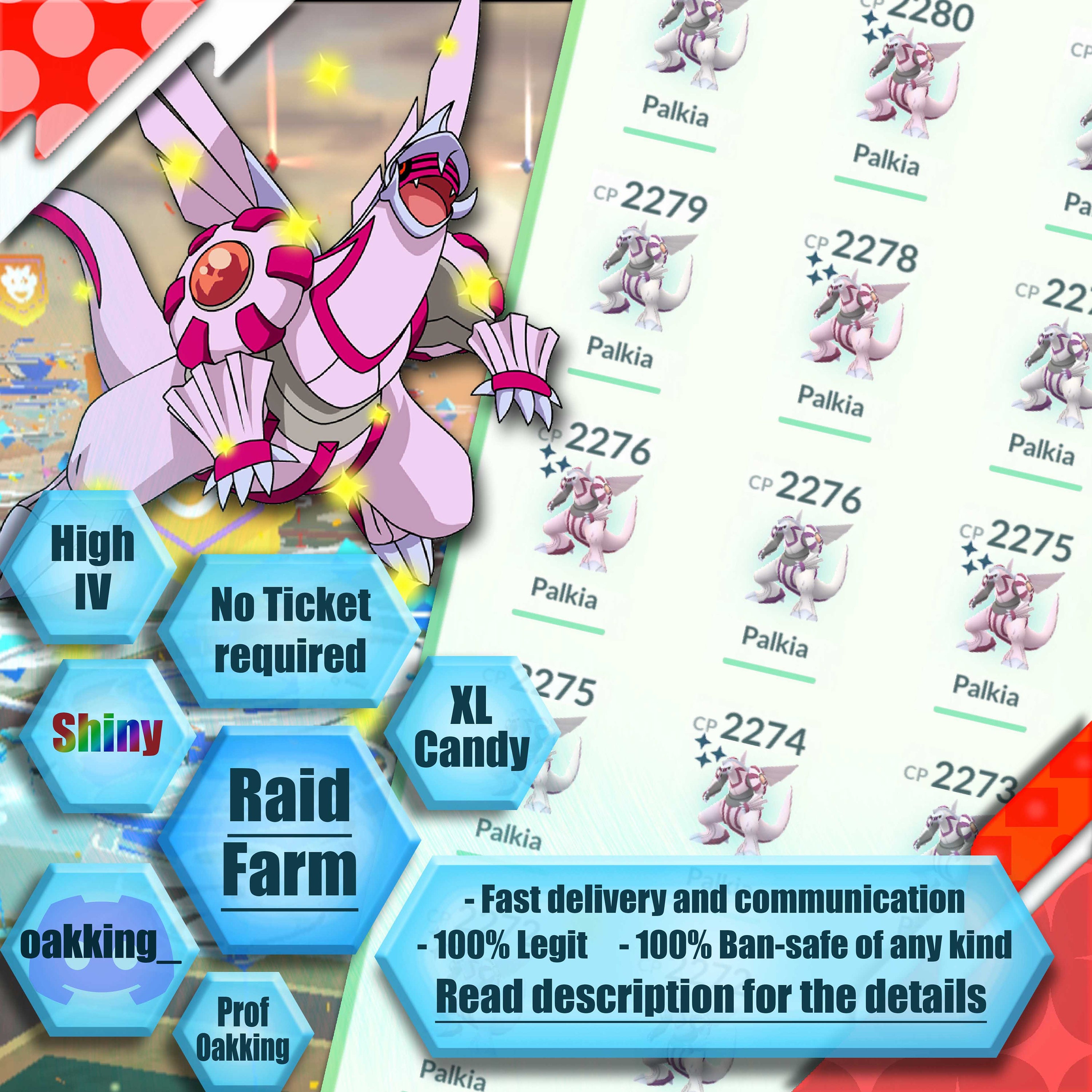 Pokemon Go Raid & Catch Palkia Shiny XL Candy Passes Included - Etsy