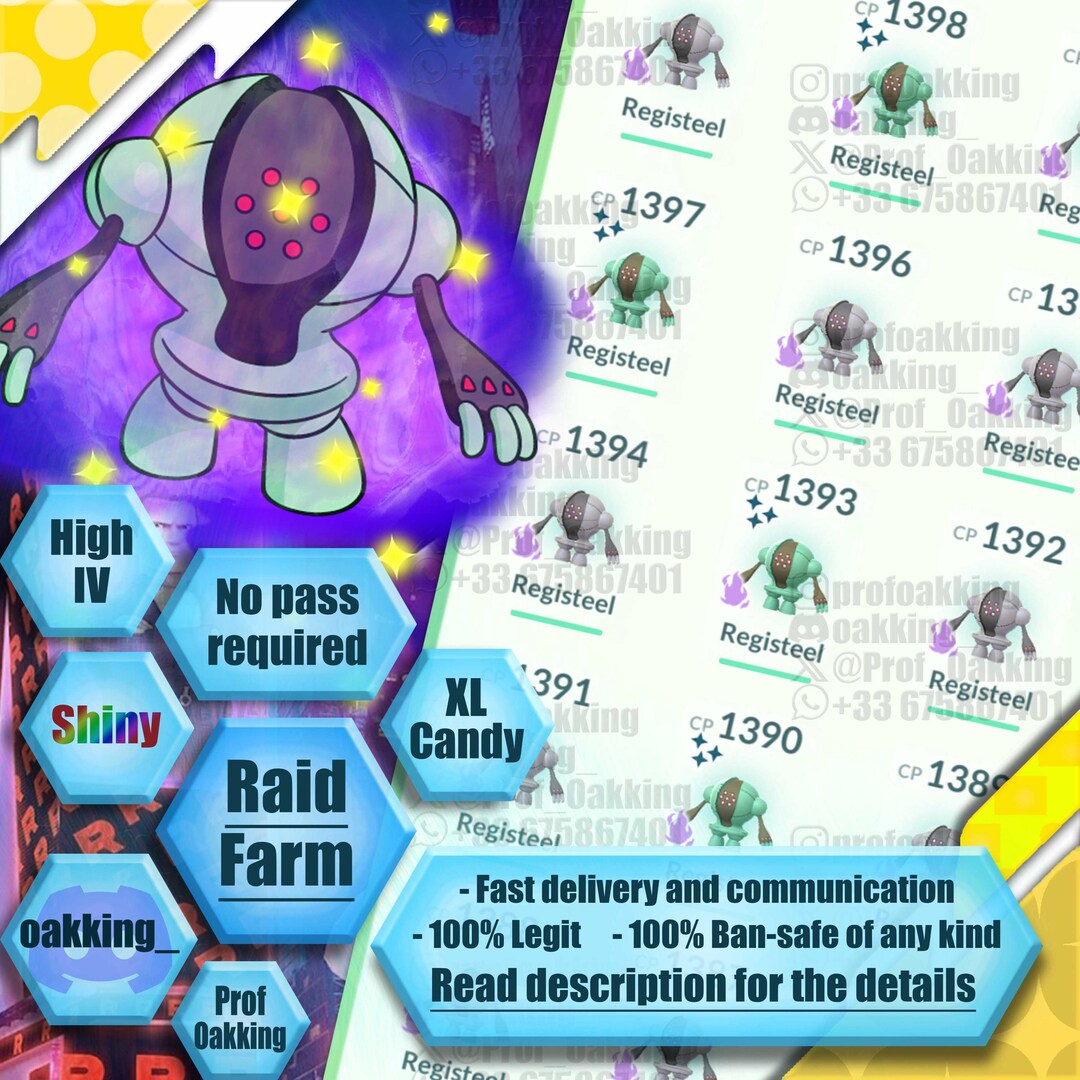 Pokemon Go Raid & Catch - Shadow Registeel - Shiny - XL Candy - Passes ...