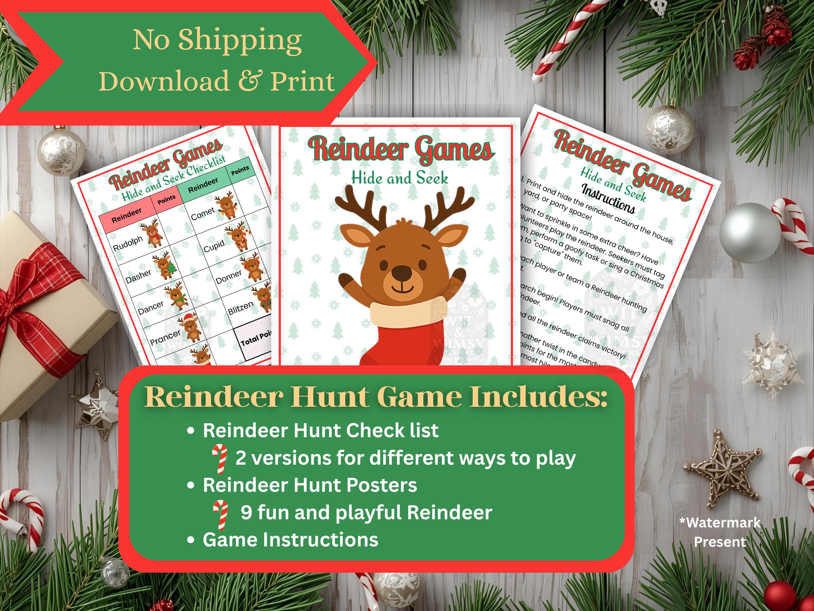 Printable Santa's Reindeer Hunt - Scavenger Hunt, Instant Download ...
