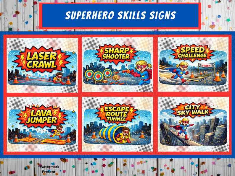 Super Hero Skills Test | Printable Kids Party Activity | Obstacle ...