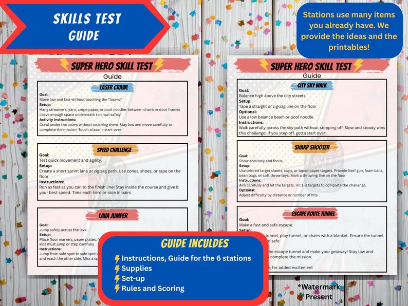 Super Hero Party Game Bundle | Printable Kids Party Activity | Obstacle ...