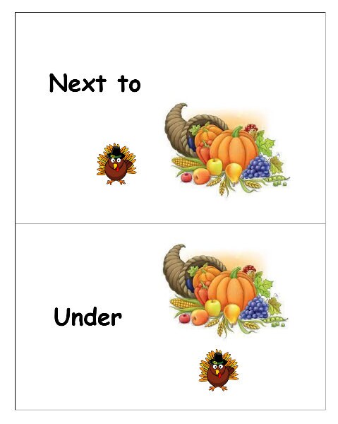 Thanksgiving Positional Words Cards - Etsy