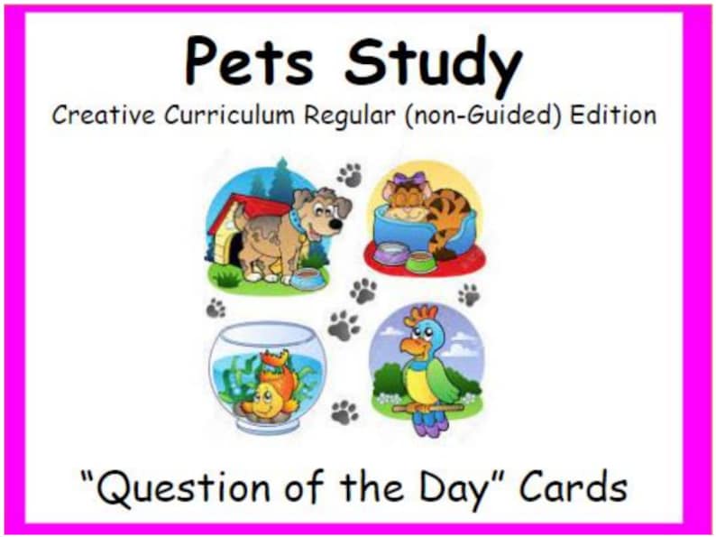 Question of the Day Cards - Pets Study (creative Curriculum Regular ...