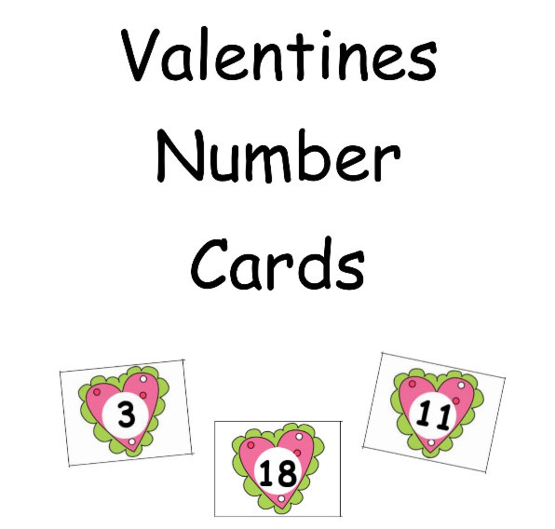 Valentines Number Cards - Etsy