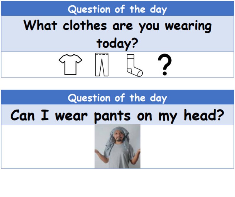 Question of the Day Cards for the Clothes Study (creative Curriculum ...