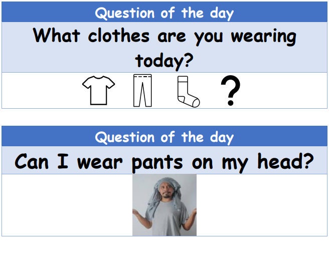 Question of the Day Cards for the Clothes Study (creative Curriculum ...