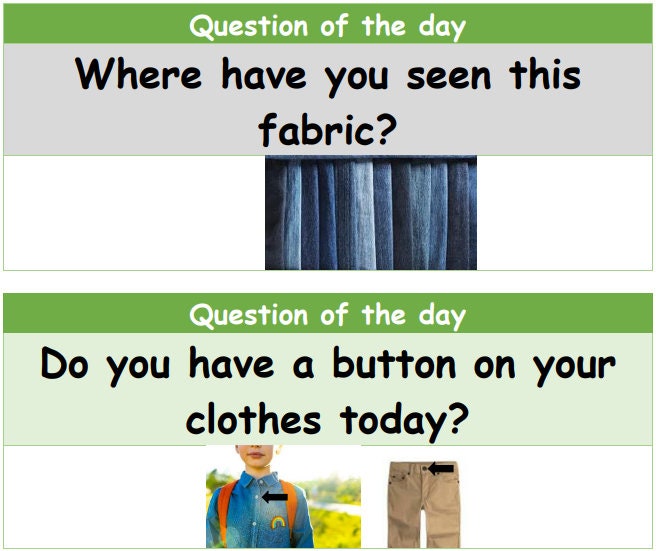 Question of the Day Cards for the Clothes Study (creative Curriculum ...