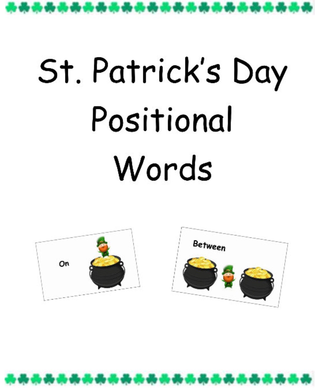 St. Patrick's Day Positional Words - Etsy