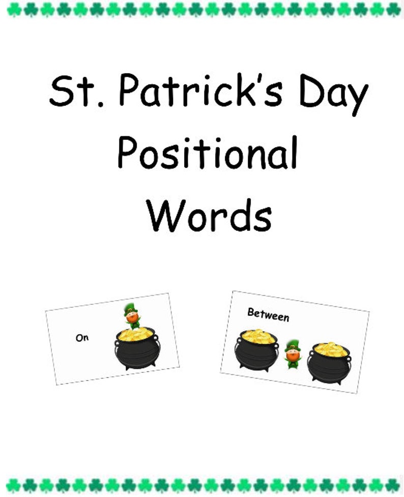 St. Patrick's Day Positional Words - Etsy