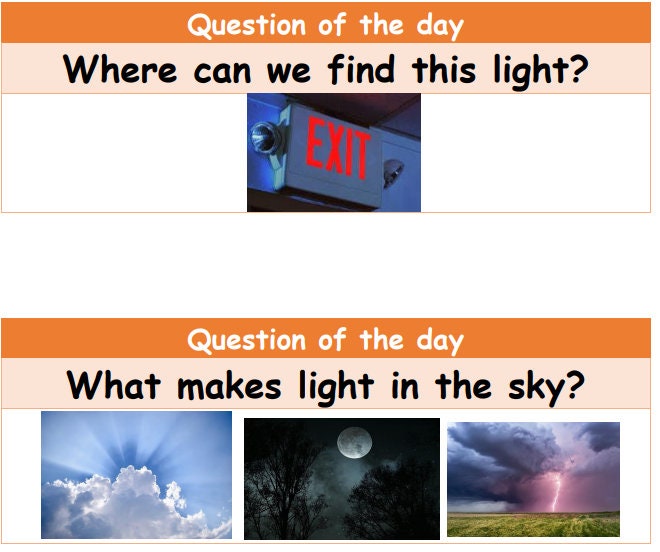 Question of the Day Cards for the Light Study (creative Curriculum ...
