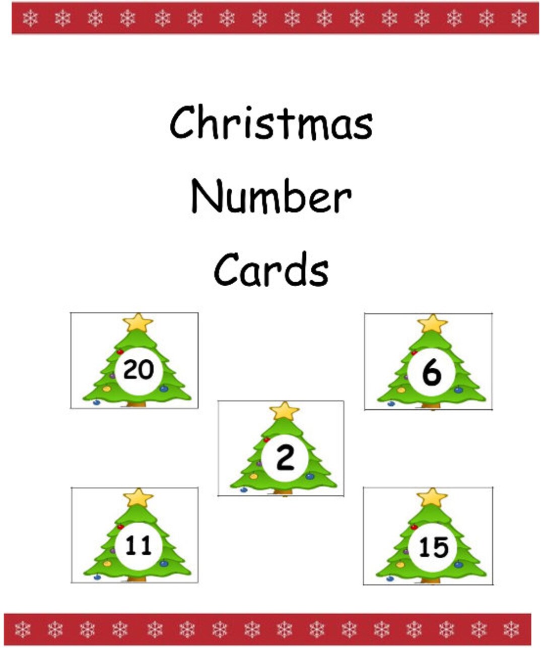 Christmas Number Cards - Etsy