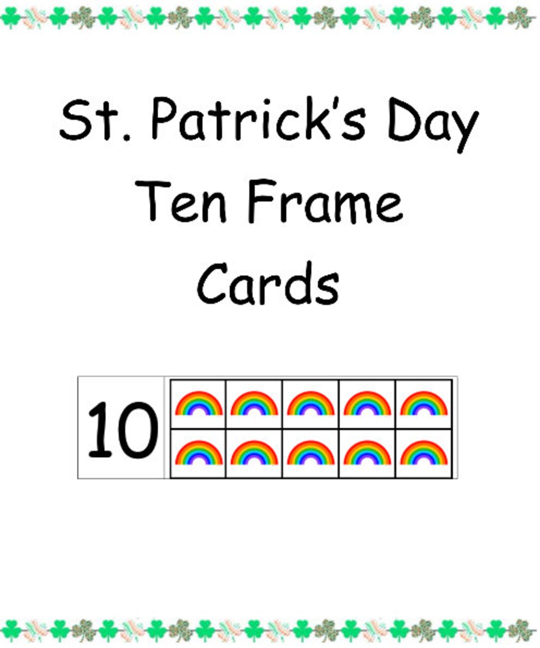 St. Patrick's Day Ten Frame Cards - Etsy