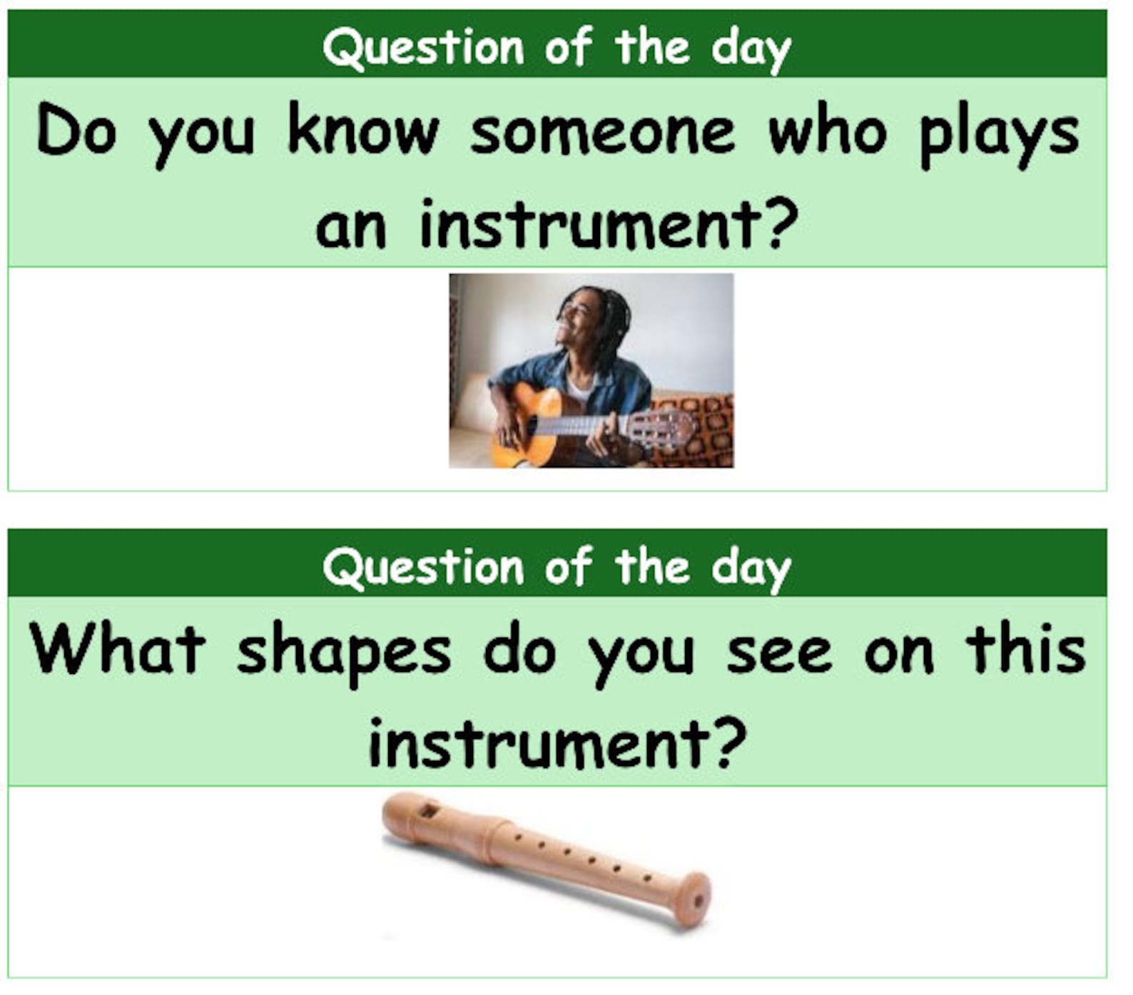 Question of the Day Cards - Music Making Study (creative Curriculum ...