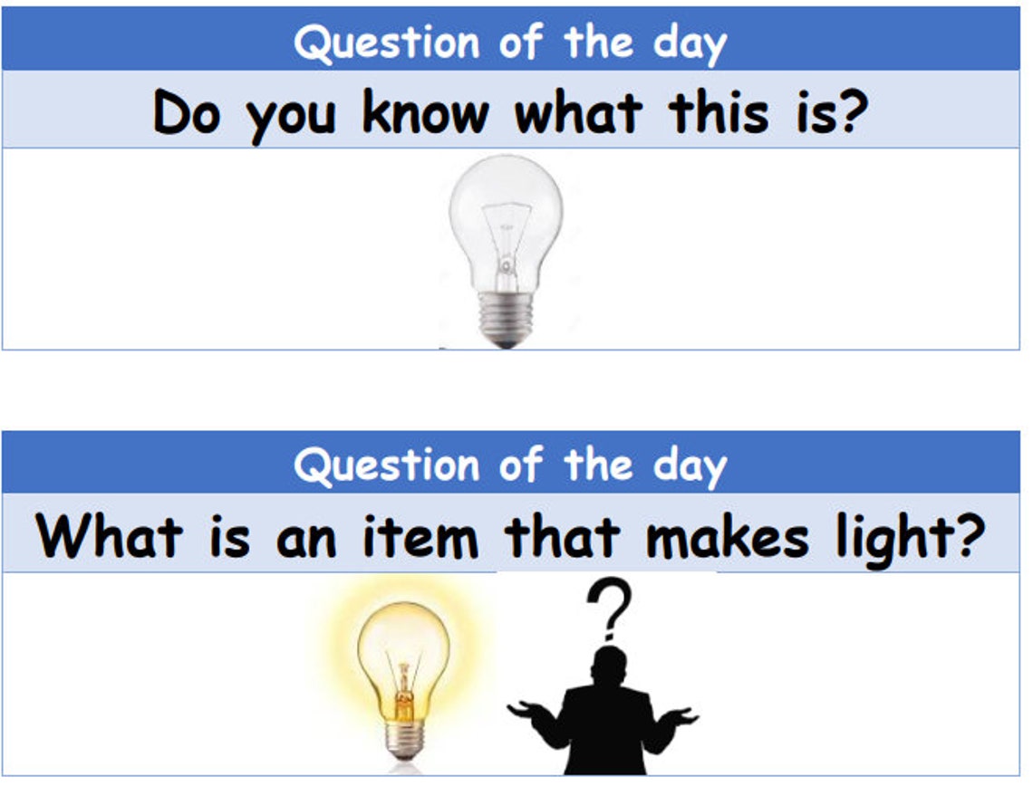 Question of the Day Cards for the Light Study (creative Curriculum ...